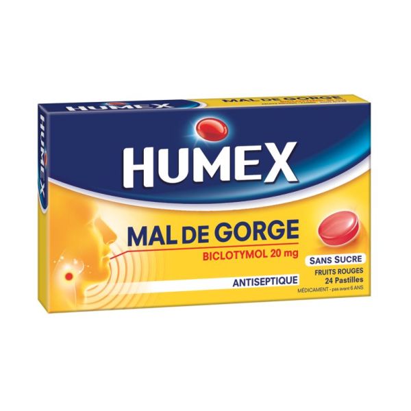 Pastilles Humex mal de gorge fruits rouges x 24